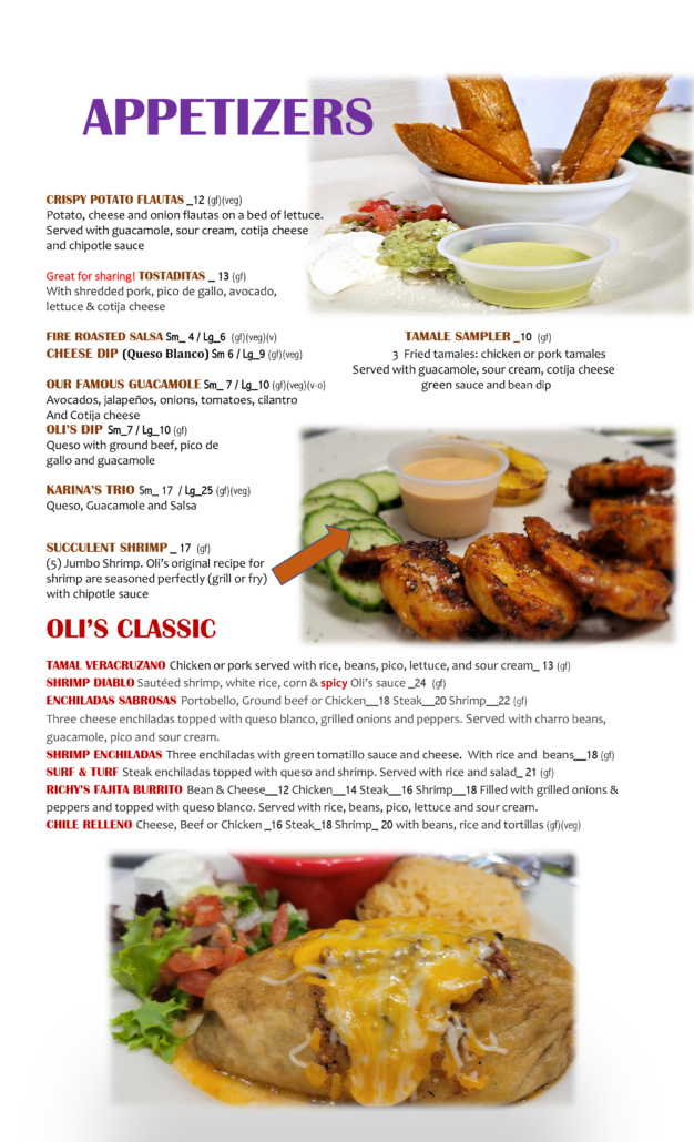 Menu - Oli's Kitchen